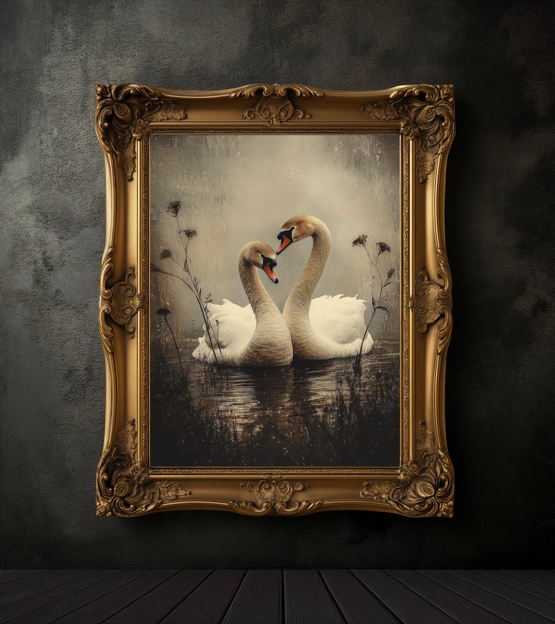 Two Swans Art Print, Moody Victorian Gothic Home Decor - Etsy