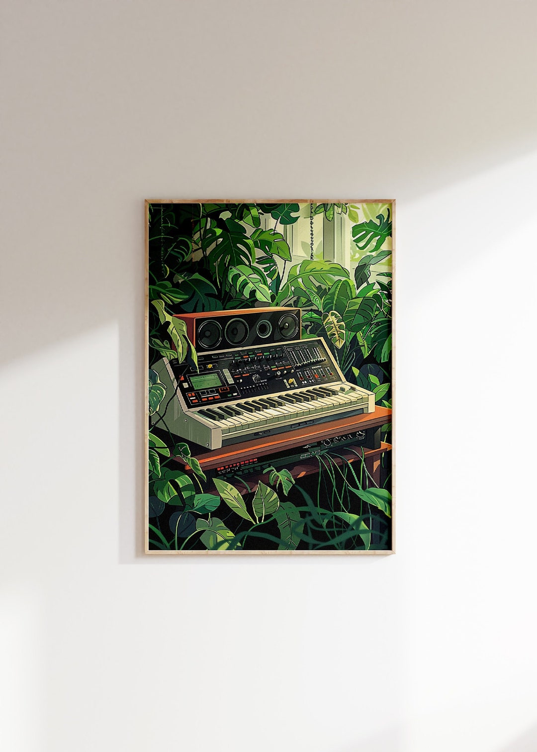Retro Music MPC Poster, Retro Room Decor, Botanical Music Label Print ...