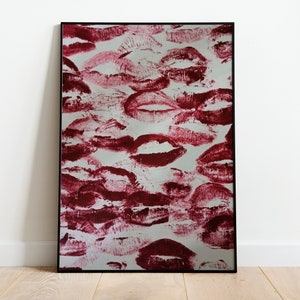 Lipstick Kisses Poster, Kiss Print, Woman Gift, Modern Art, Large Wall ...