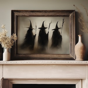 Halloween Witchy Wall Art, Three Witches Print, Vintage Halloween ...