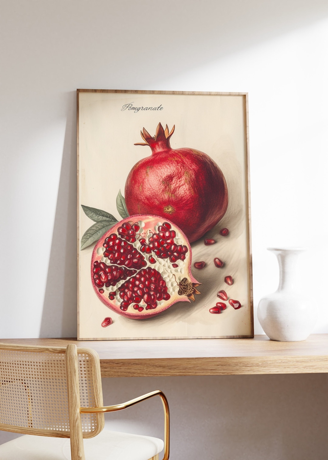 Vintage Pomegranate Poster, Pomegranate Illustration, Rustic Kitchen ...