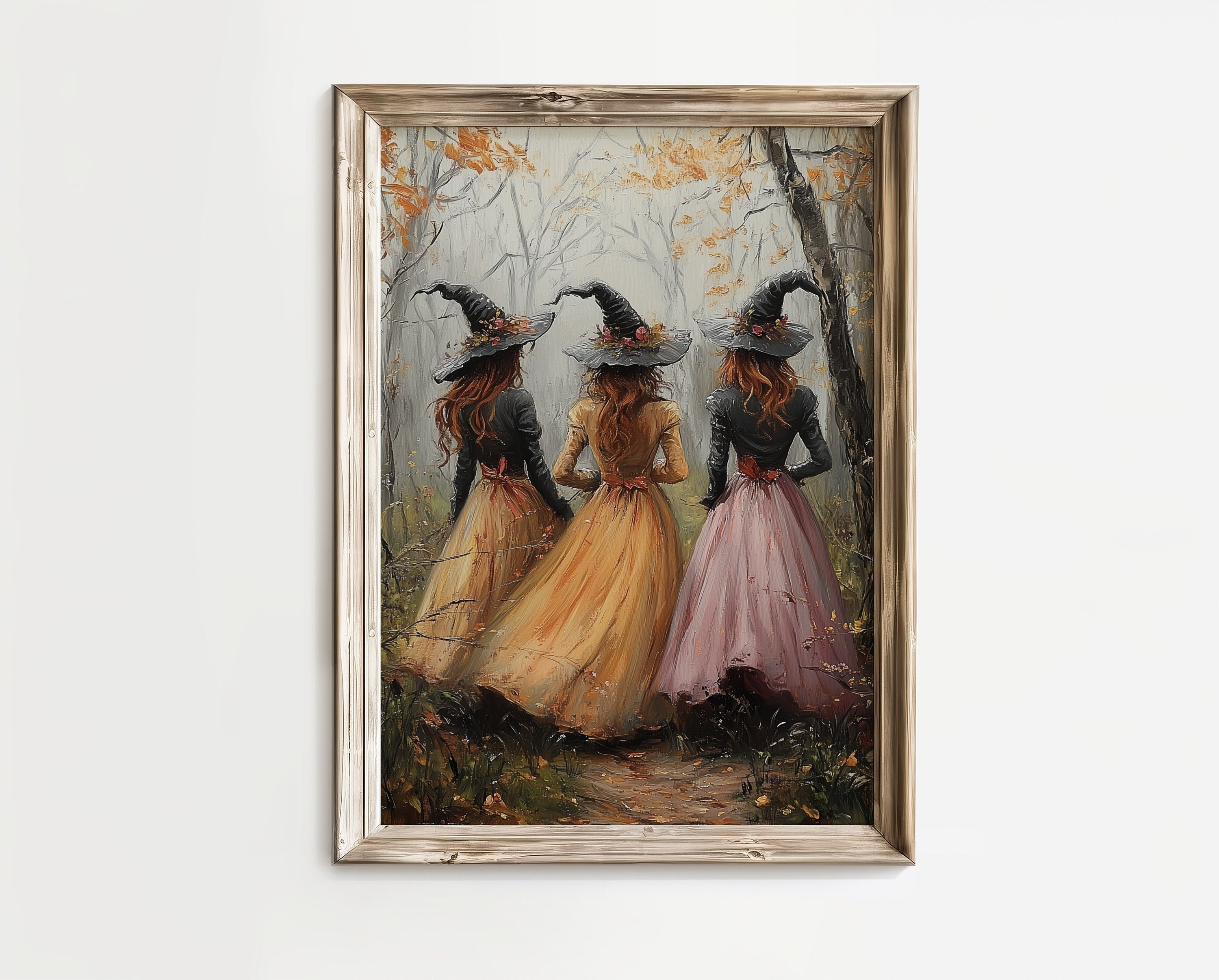 Halloween Witchy Wall Art, Three Witches Print, Vintage Halloween ...