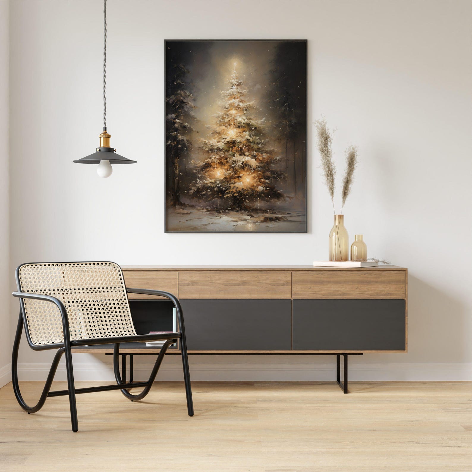 Vintage Moody Christmas Tree Print, Christmas Decor Printable Wall Art ...