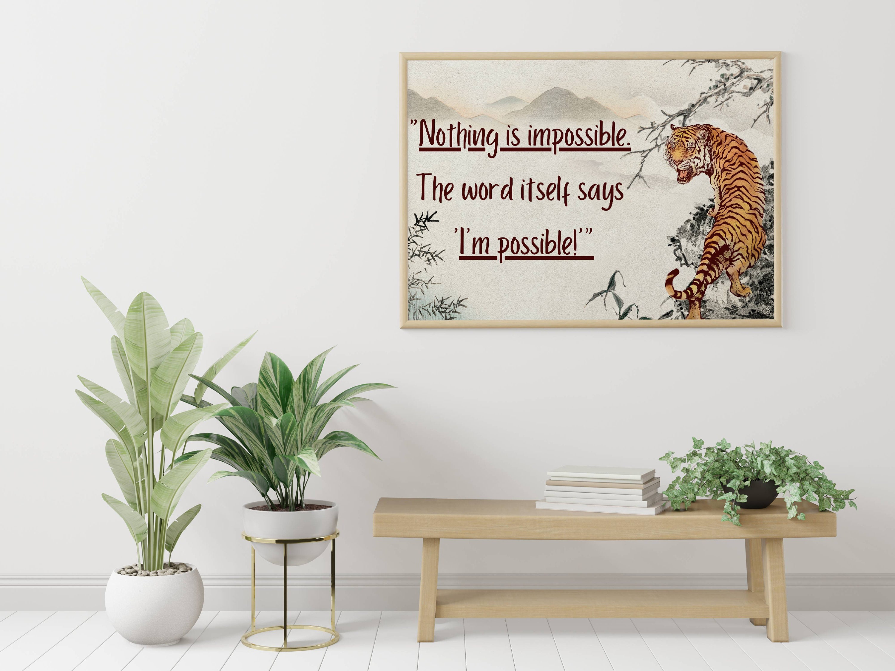 Tiger Motivational Poster Quote Print Vintage Japanese - Etsy