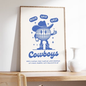 Trendy Cowboy Disco Ball Poster, Funny Cowboy Print, Funny Cowboy Quote ...