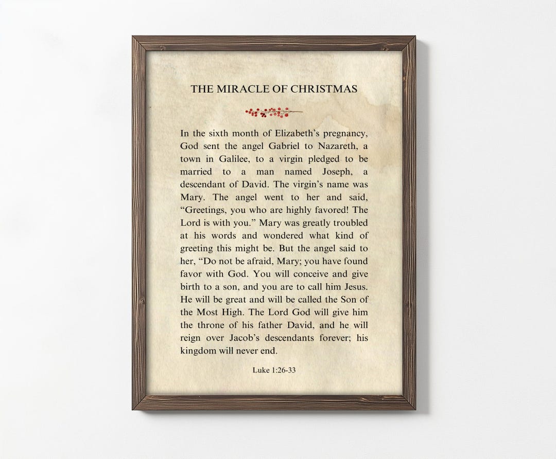 Vintage Christmas Scripture Art, Luke 1 Bible Quote (gloss Poster) - Etsy