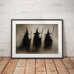 Halloween Witchy Wall Art, Three Witches Print, Vintage Halloween ...
