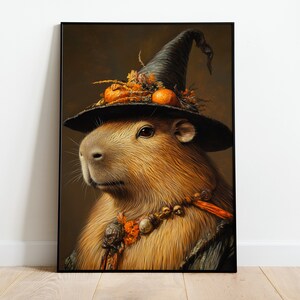 Capybara Wearing Witch Hat Print, Funny Capybara Poster, Vintage ...