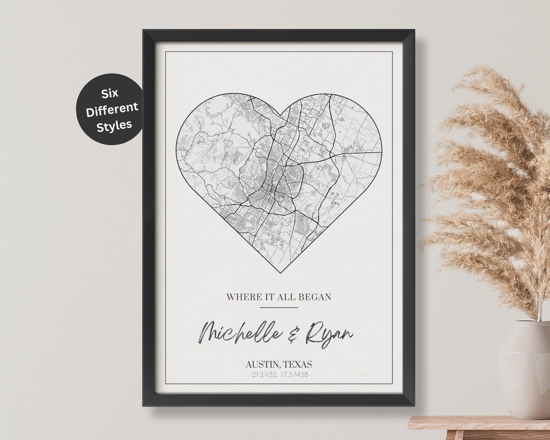 Custom Location Map Poster, Personalized Anniversary Gift - Etsy