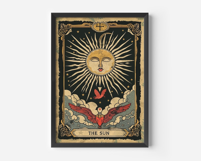 Vintage Sun Tarot Card Poster, Dark Academia Gothic Wall Art - Etsy