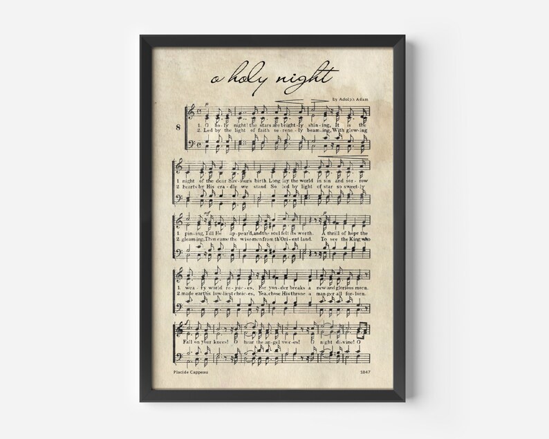 O Holy Night Christmas Song Music Sheet, Christmas Song Poster ...