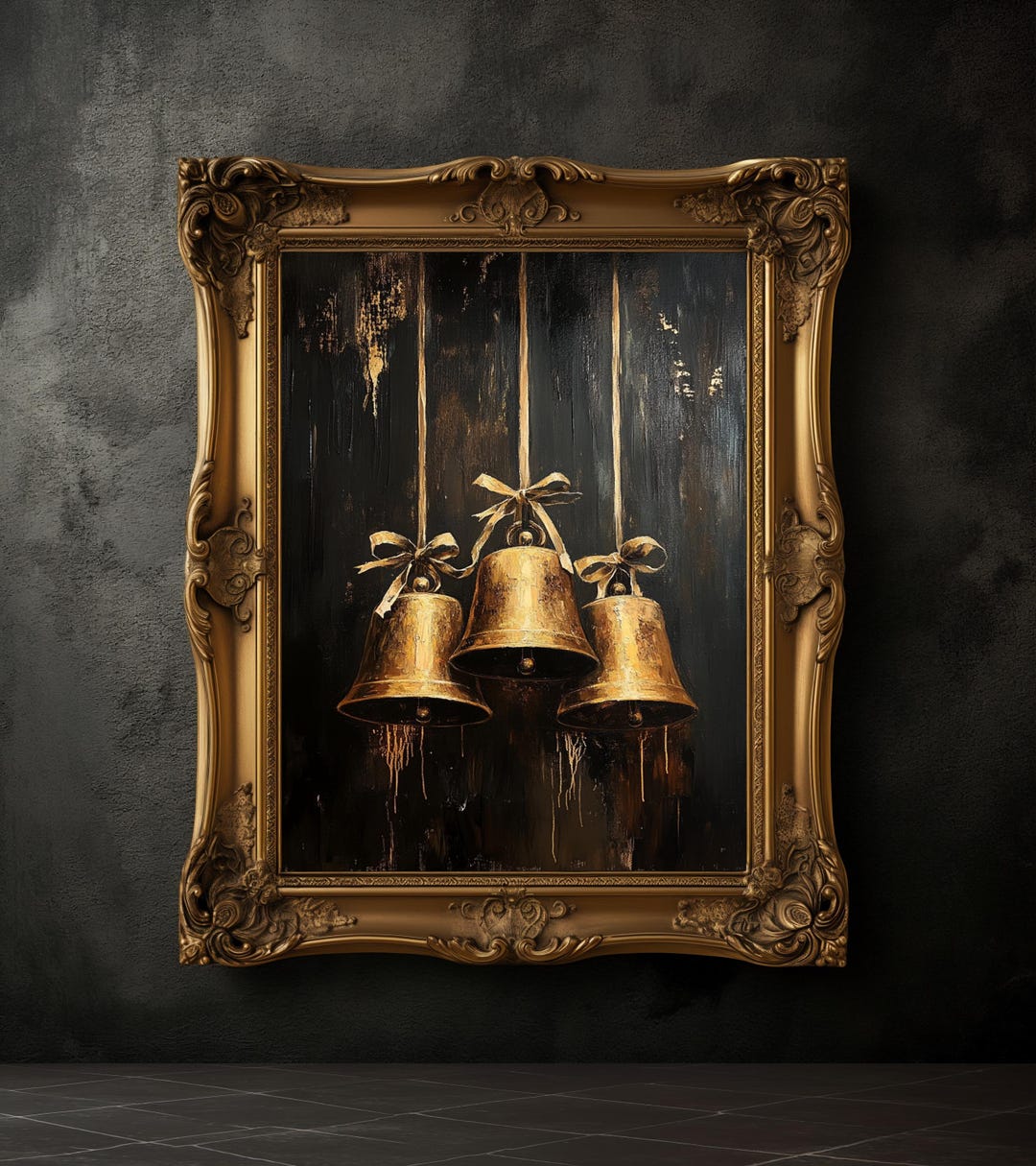 Vintage Christmas Bells Print, Moody Dark Academia Home Decor - Etsy