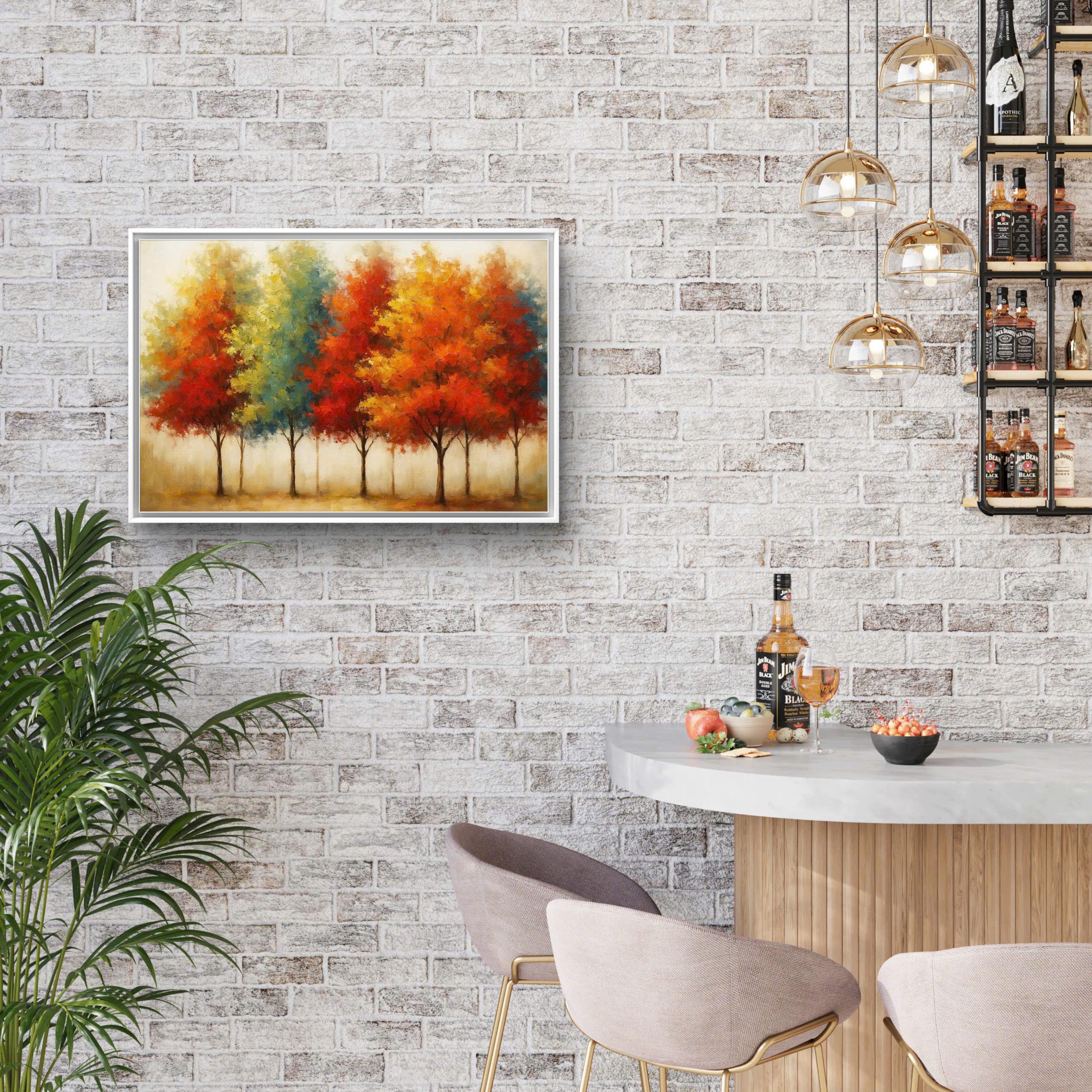 Hand-painted Autumn Trees Oil Painting: Colorful Fall Landscape Canvas ...