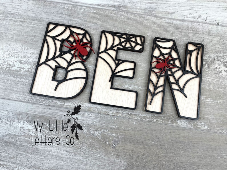Spider Wall Letters Nursery Wall Sign Spiderweb Themed - Etsy