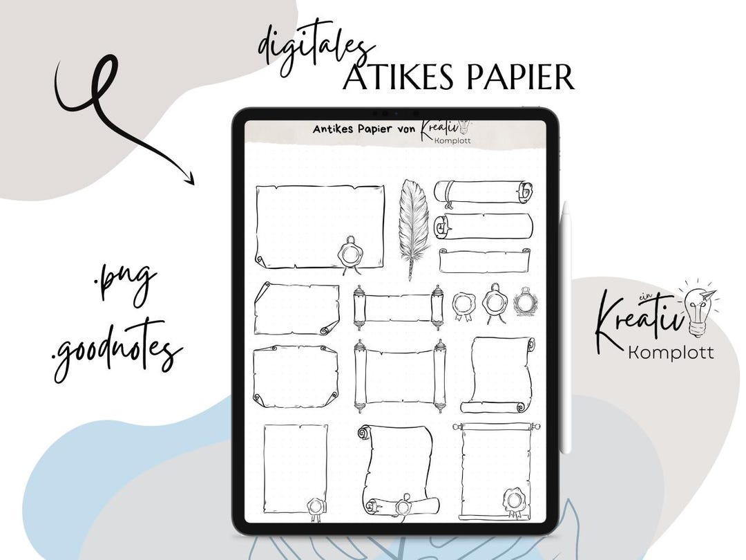 Digital Sketchnotes, Antique Paper, Goodnotes, Digital Stickers ...