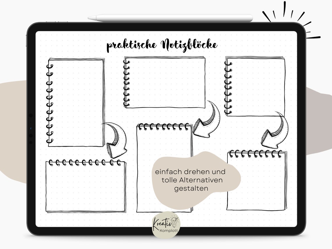 Digitale Notizen, GoodNotes, Digitale Sticker, Zettel, Textcontainer ...