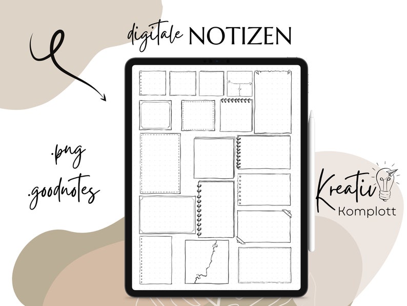 Digitale Notizen, GoodNotes, Digitale Sticker, Zettel, Textcontainer ...