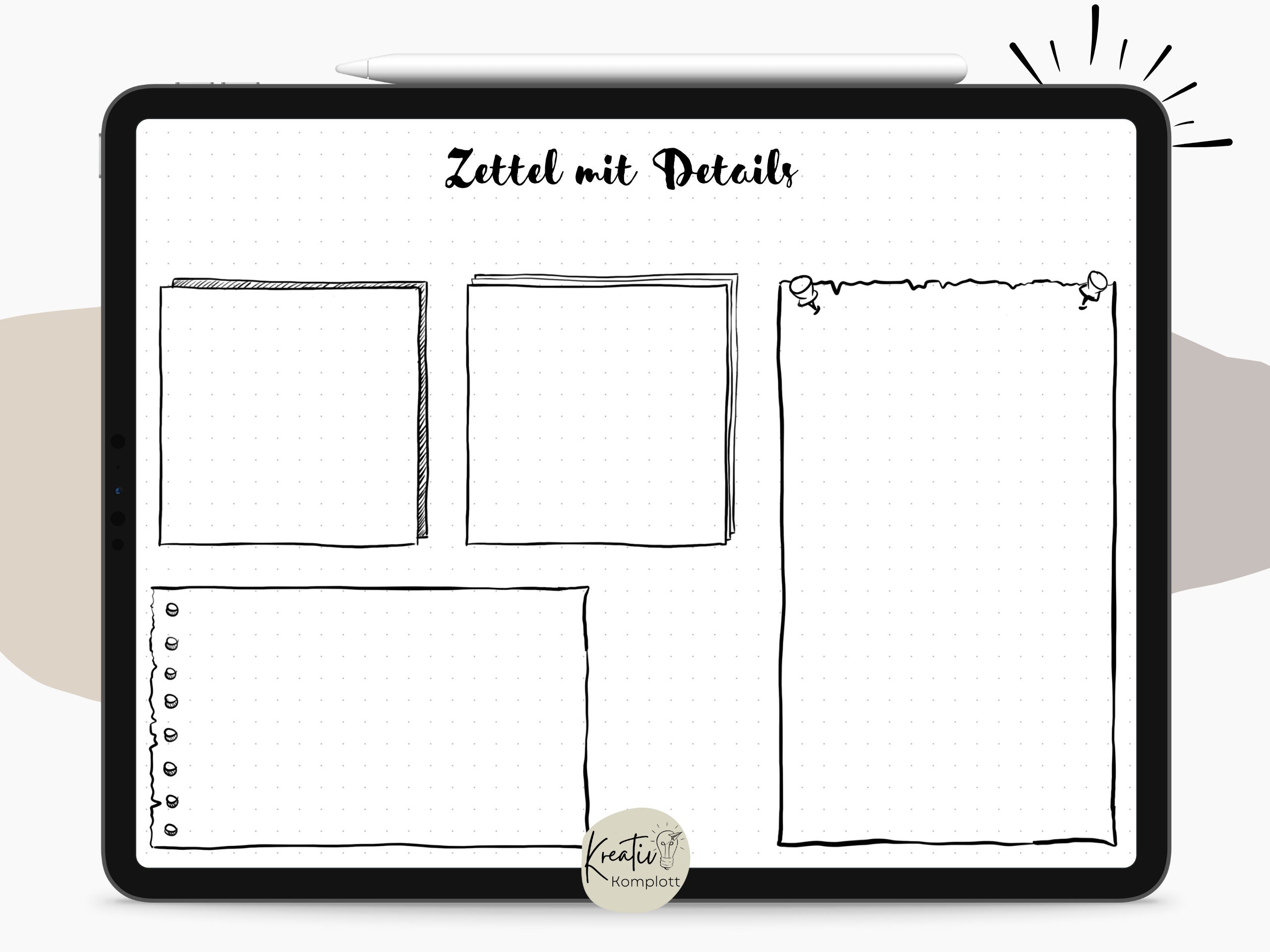 Digitale Notizen, GoodNotes, Digitale Sticker, Zettel, Textcontainer ...