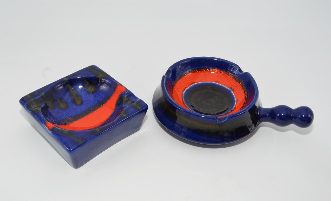 Ceramic Ashtray With Handle Vintage Fat Lava Space Age Blue - Etsy
