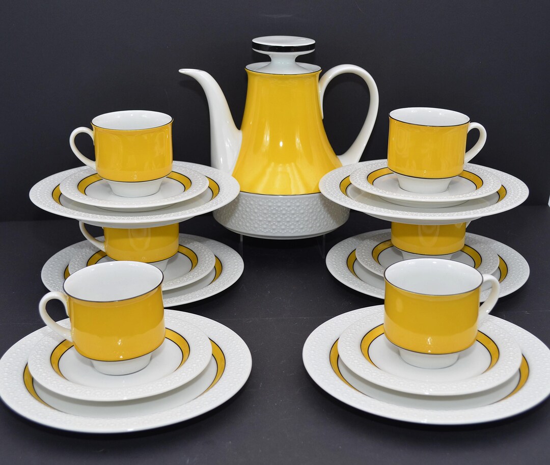 70s Yellow Coffee Service by Scherzer for 6 People, Yellow Coffee ...
