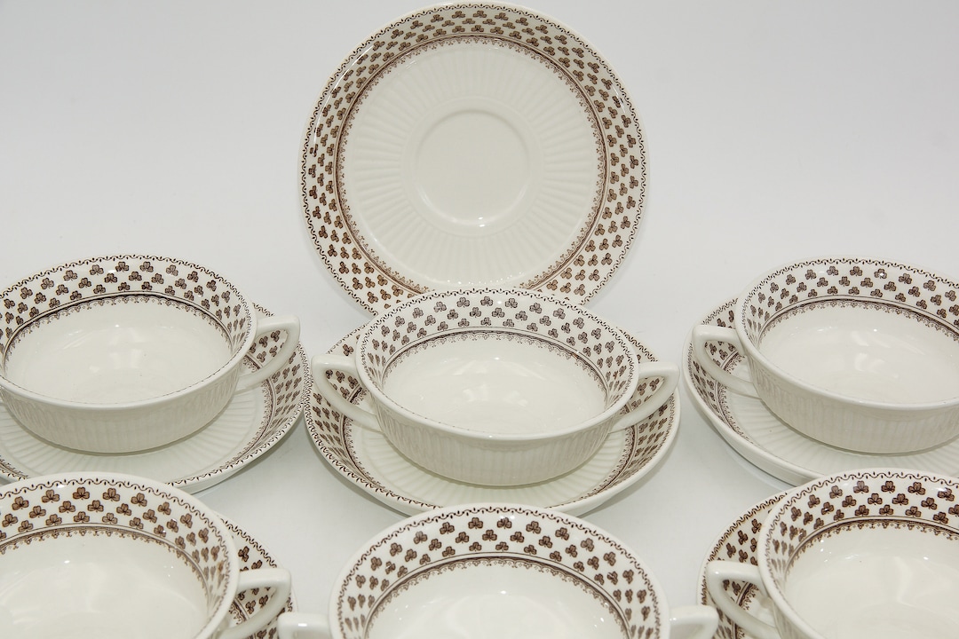Vintage Adams Sharon Shamrocks 6 or 3 Soup Bowls With Saucers, Adams ...