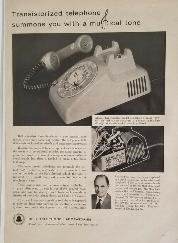 Vintage Ad for 1958 Bell Telephone System Transistorized | Etsy