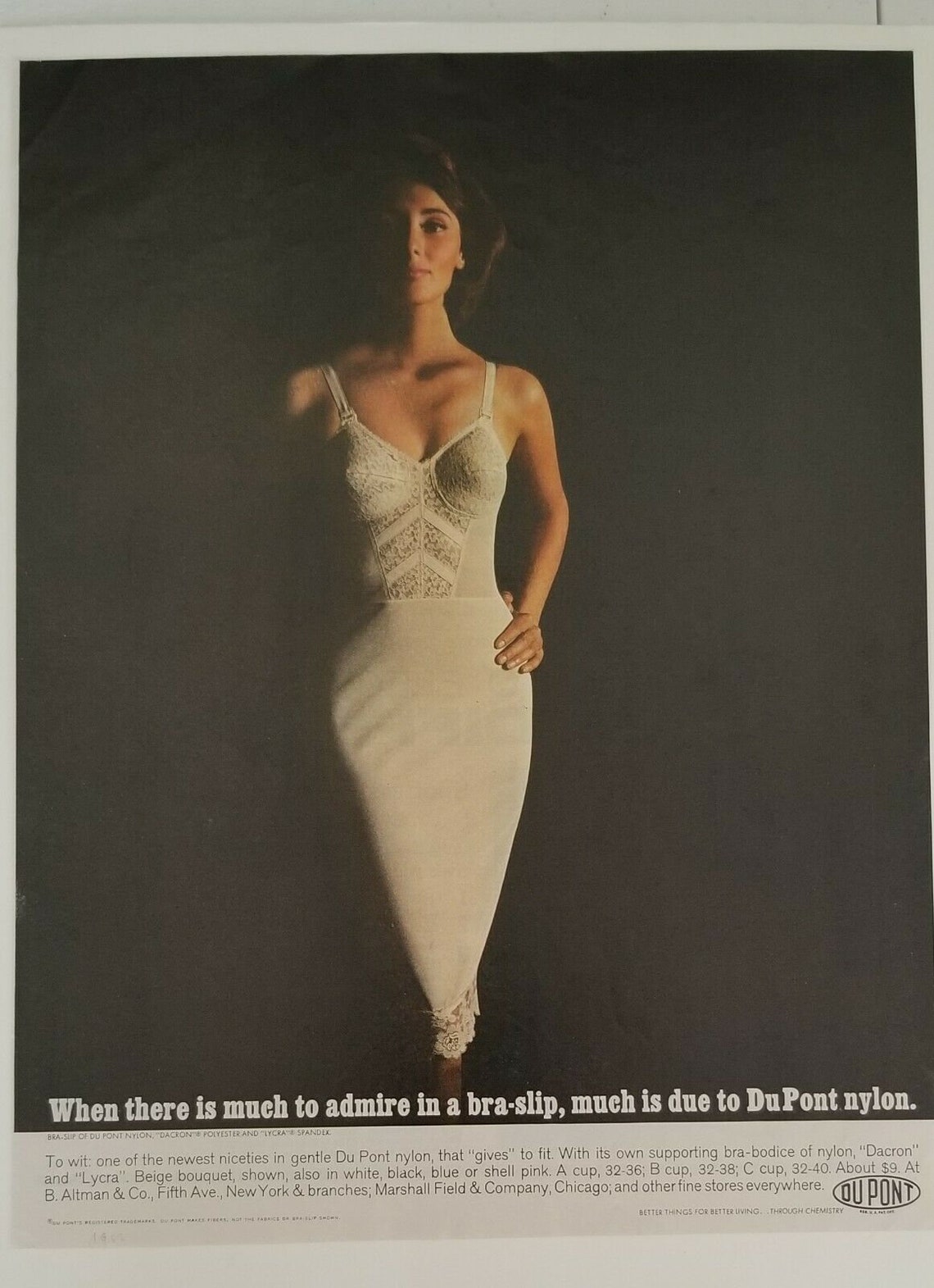 Original Vintage Advertisement for 1983 Dupont Nylon Bra Slip Lingerie - Etsy