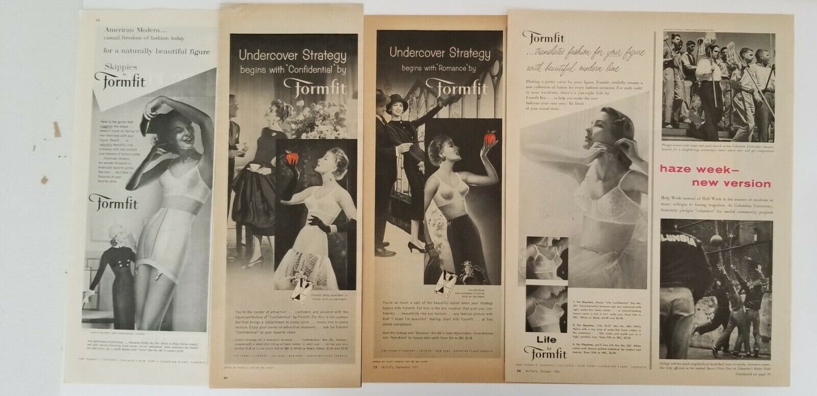 1950s 4 Formfit Ads Bras And Girdles Lingerie Original Etsy