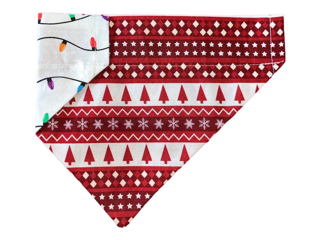 Reversible Christmas Pet Bandana: Trees & Lights, Over the Collar ...