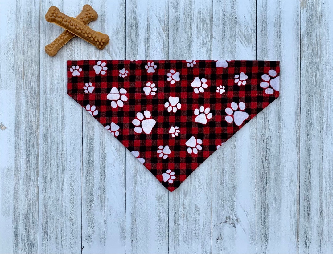 Lumberjack Dog Bandana: Red & Black Plaid, Over Collar, Personalized ...
