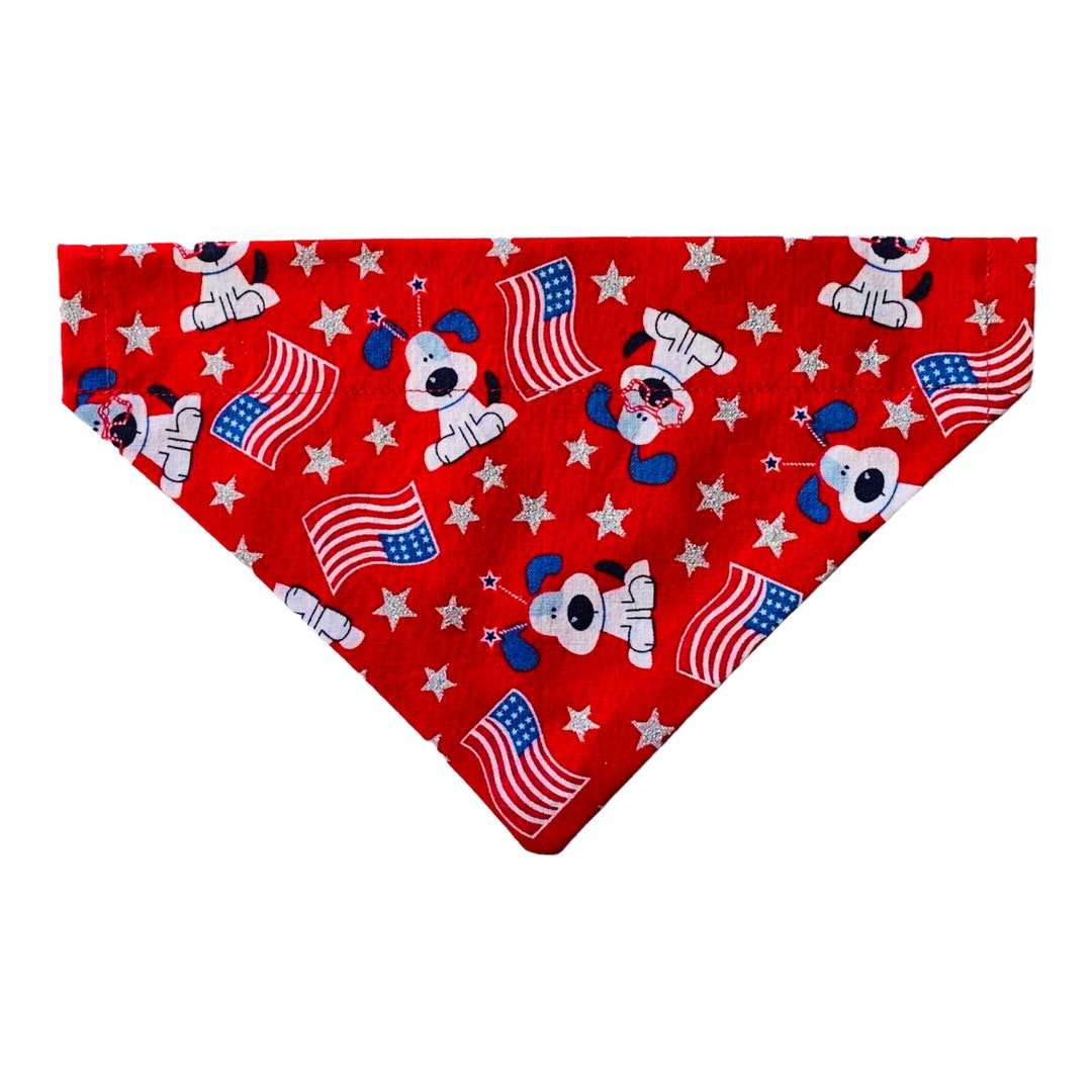 Patriotic Dog Bandana - 4th of July Dog Bandana - Over the Collar ...