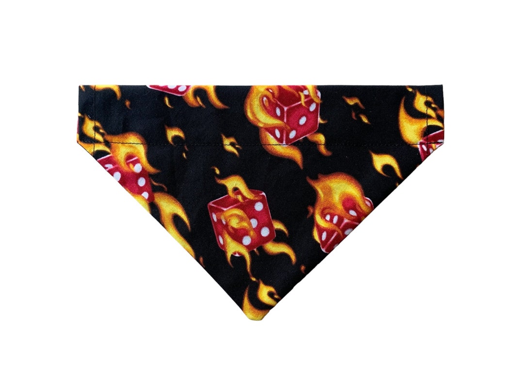 Game Night Dog Bandana Flaming Dice Dog Bandana Two-sided Over the ...