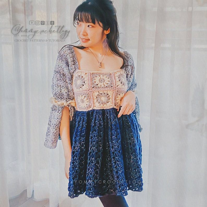 CROCHET PATTERN: Ysabell Granny Squares Flare-sleeves Dress - Etsy