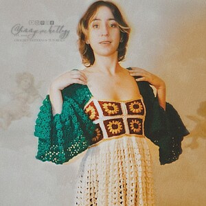 CROCHET PATTERN: Ysabell Granny Squares Flare-sleeves Dress - Etsy