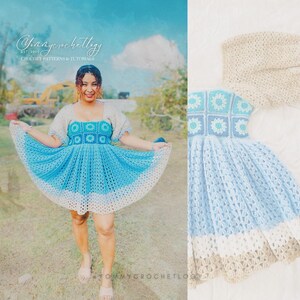 CROCHET PATTERN: Ysabell Granny Squares Flare-sleeves Dress - Etsy