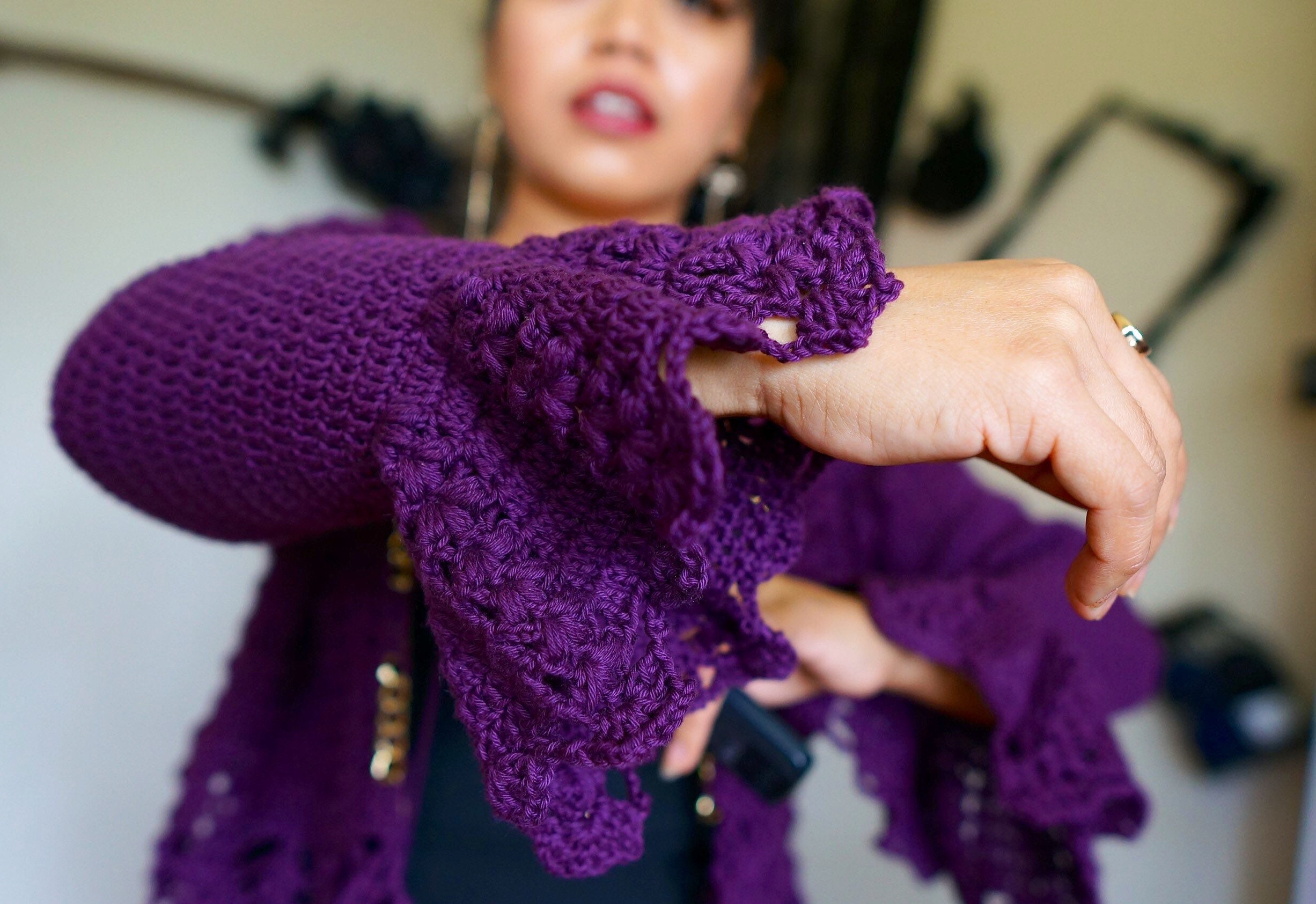 Crochet PDF Only”serafina Mermaid-tail Sleeves Open-front Cardigan ...
