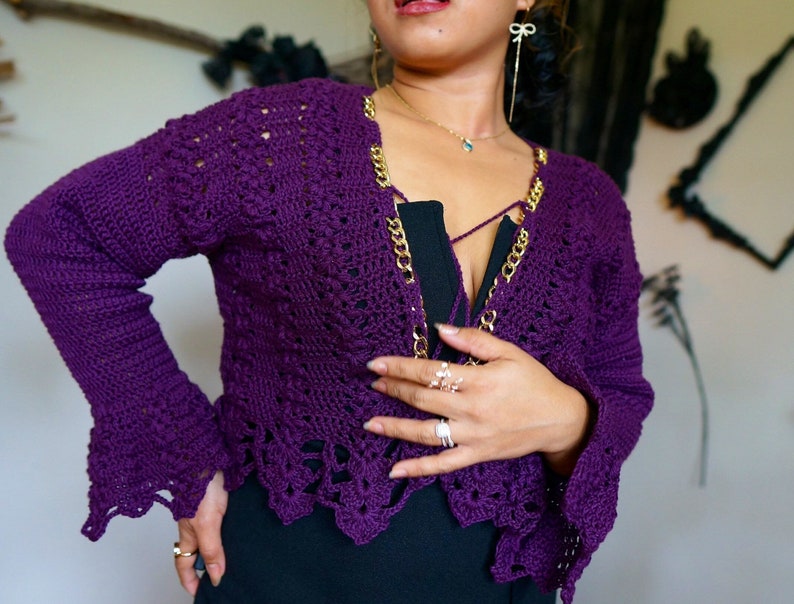 Crochet PDF Only”serafina Mermaid-tail Sleeves Open-front Cardigan ...