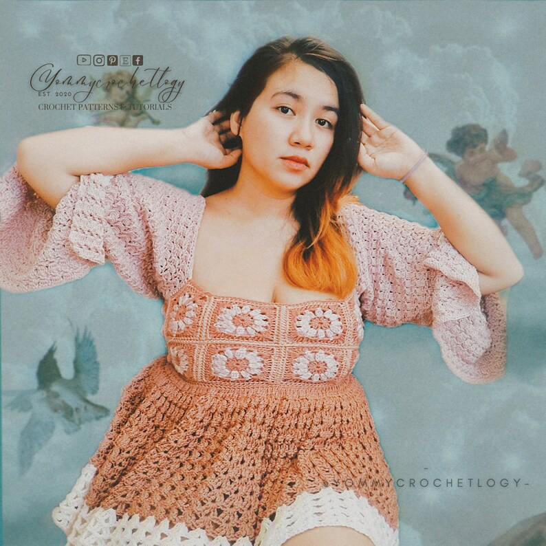 CROCHET PATTERN: Ysabell Granny Squares Flare-sleeves Dress - Etsy