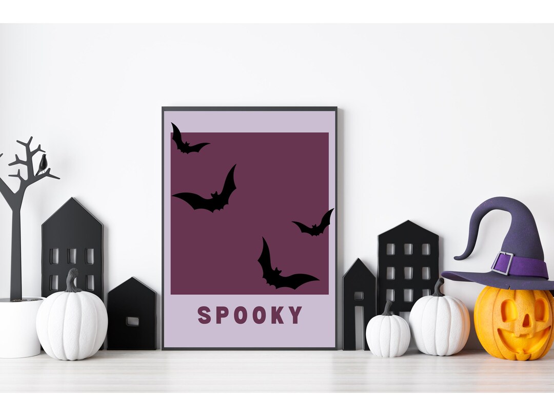 Purple Spooky Bat Downloadable Wall Art, Fall Prints, Halloween Decor ...