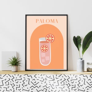 Retro Paloma Wall Art, Digital Download Cocktail Poster, Retro Cocktail ...