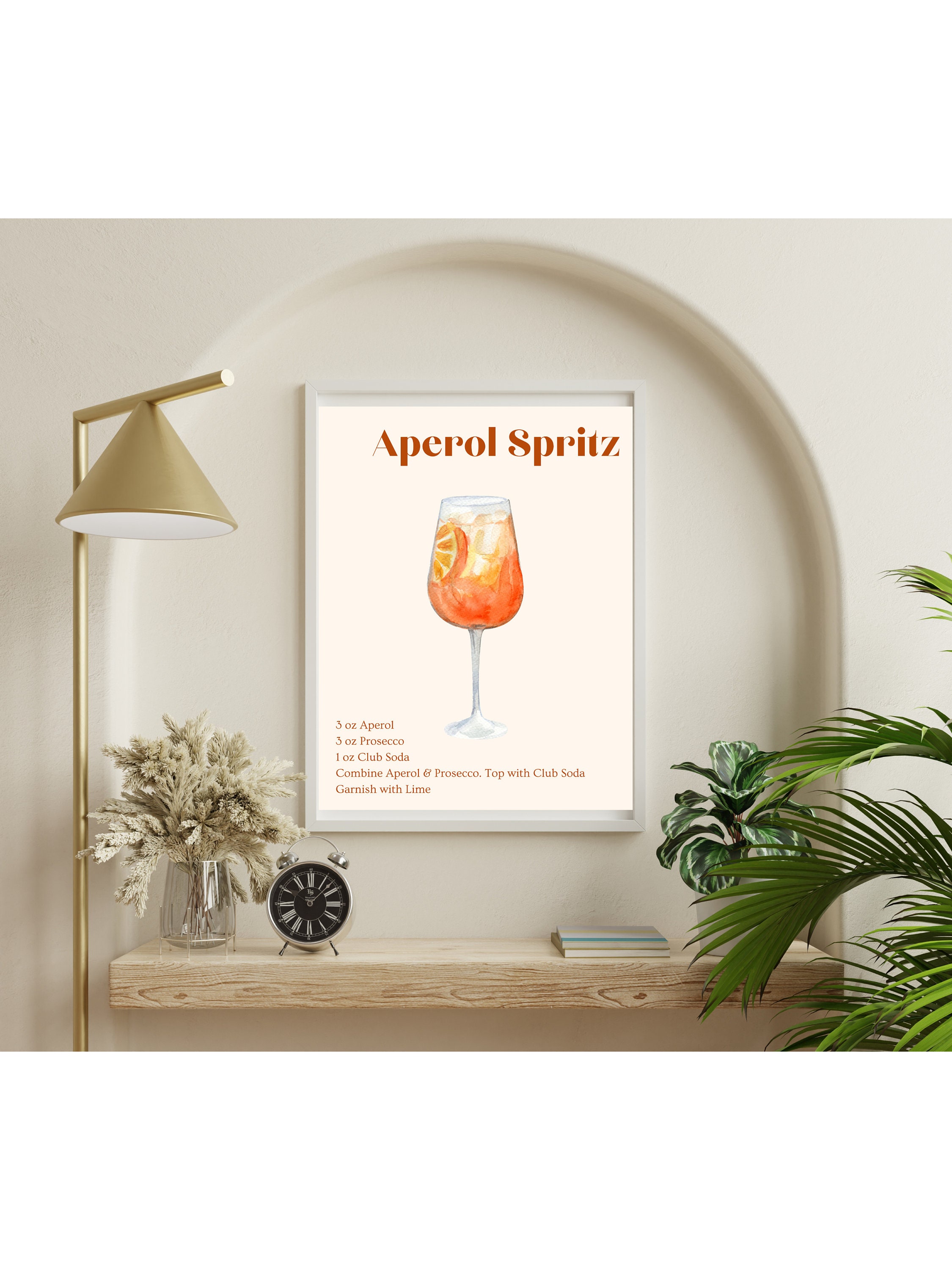 Retro Aperol Spritz Recipe Wall Art, Watercolor Cocktail Poster ...