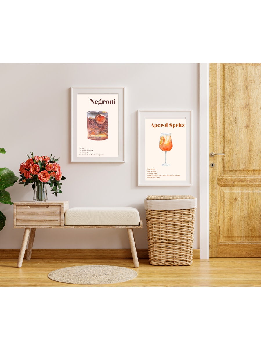 Retro Aperol Spritz Recipe Wall Art, Watercolor Cocktail Poster ...