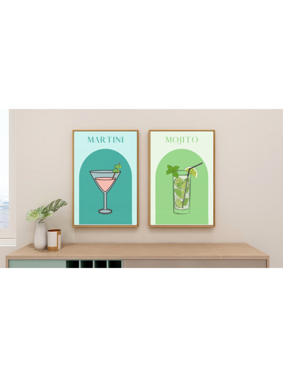 Retro Mojito Wall Art, Digital Download Cocktail Poster, Retro Cocktail ...