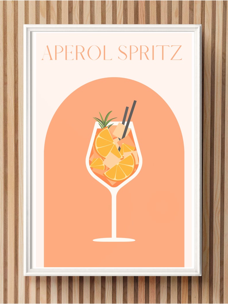 Retro Aperol Spritz Wall Art, Digital Download Cocktail Sign, Retro ...