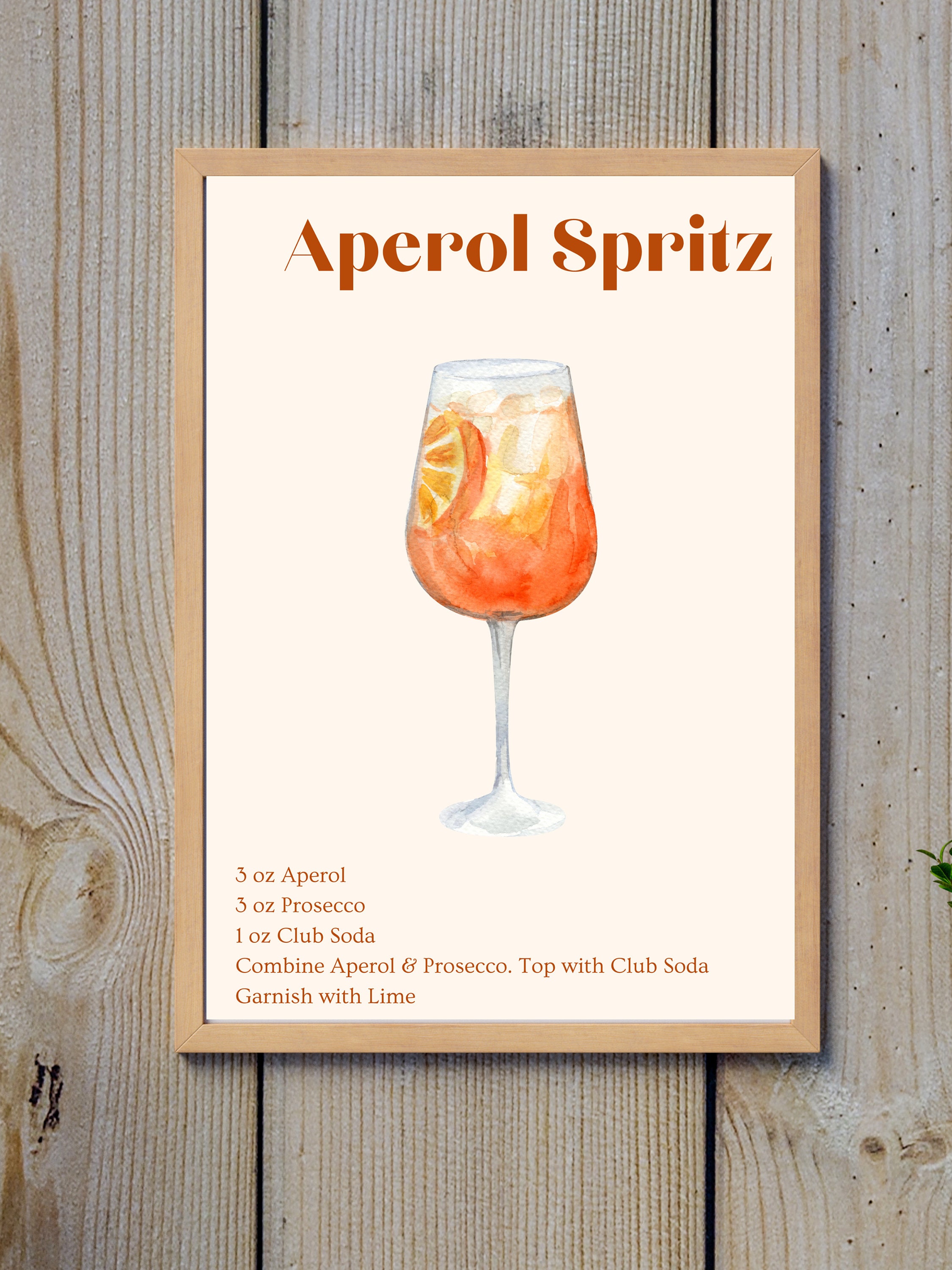 Retro Aperol Spritz Recipe Wall Art, Watercolor Cocktail Poster ...