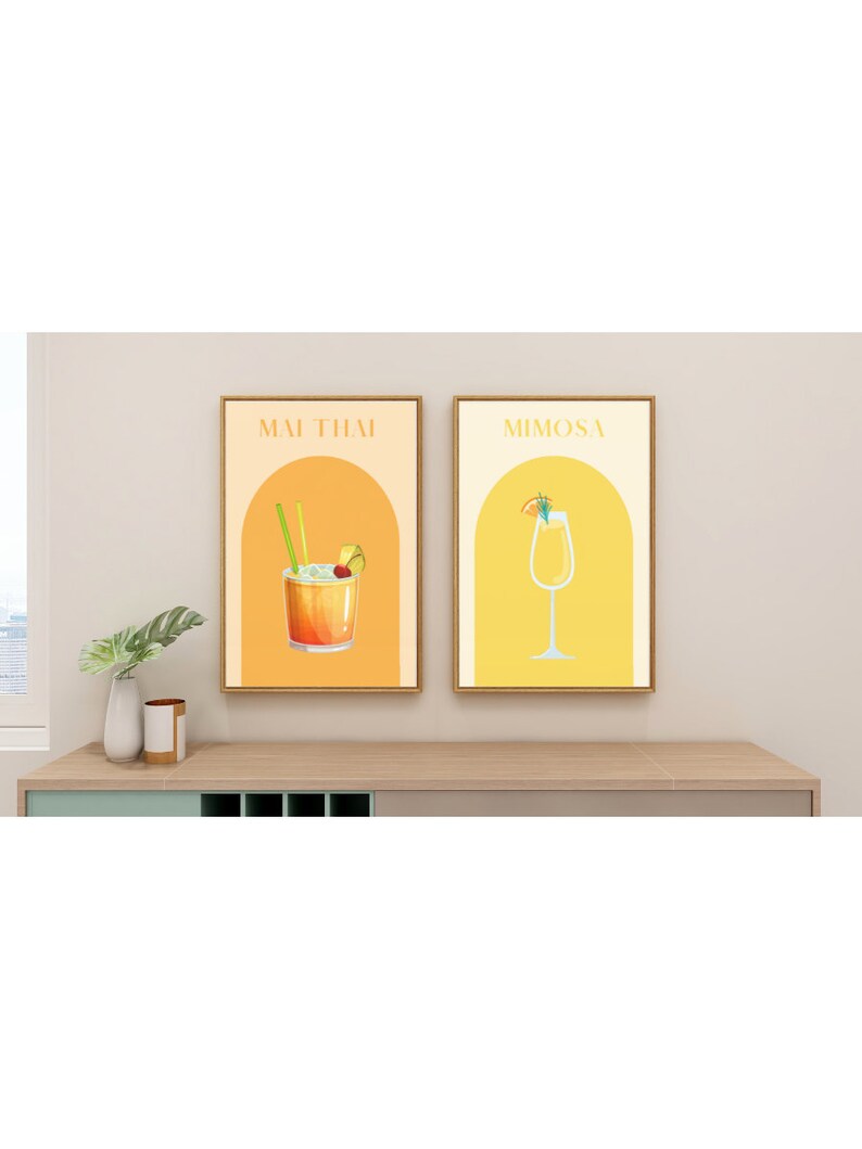 Retro Mimosa Wall Art, Digital Download Cocktail Sign, Retro Cocktail ...