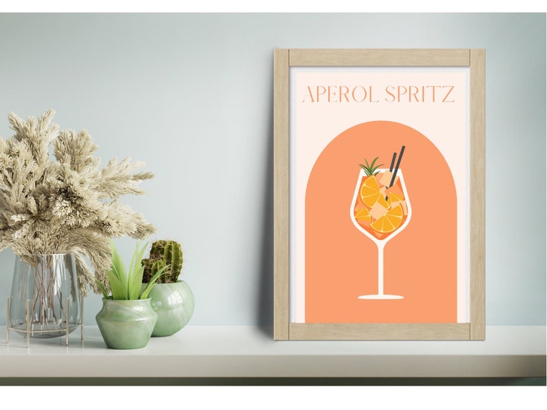 Retro Aperol Spritz Wall Art, Digital Download Cocktail Sign, Retro ...