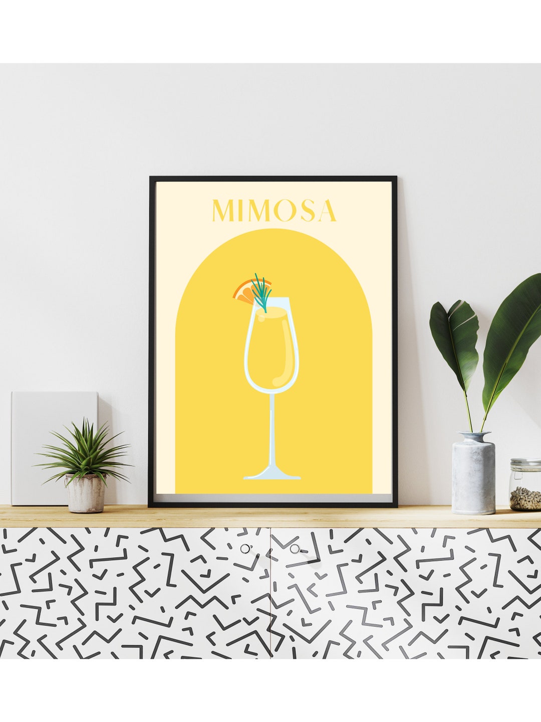 Retro Mimosa Wall Art, Digital Download Cocktail Sign, Retro Cocktail ...