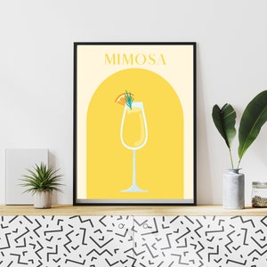Retro Mimosa Wall Art, Digital Download Cocktail Sign, Retro Cocktail ...