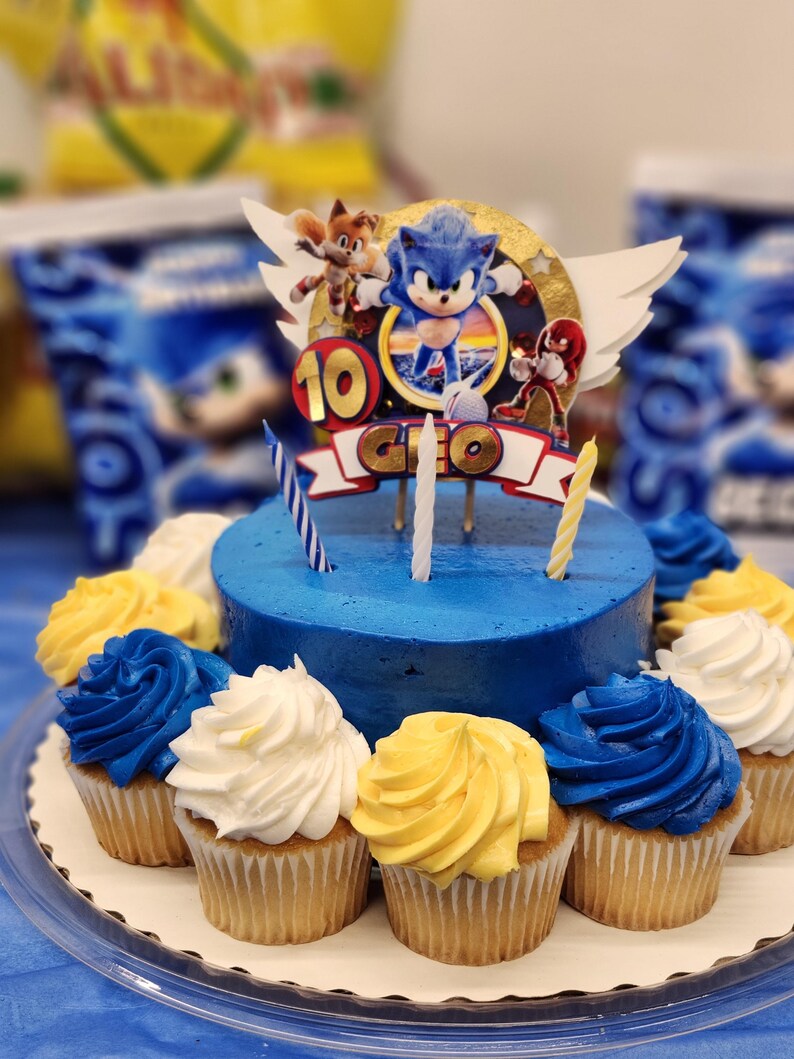Sonic the Hedgehog Birthday Cake Topper | Custom Name, Age, Video Game ...